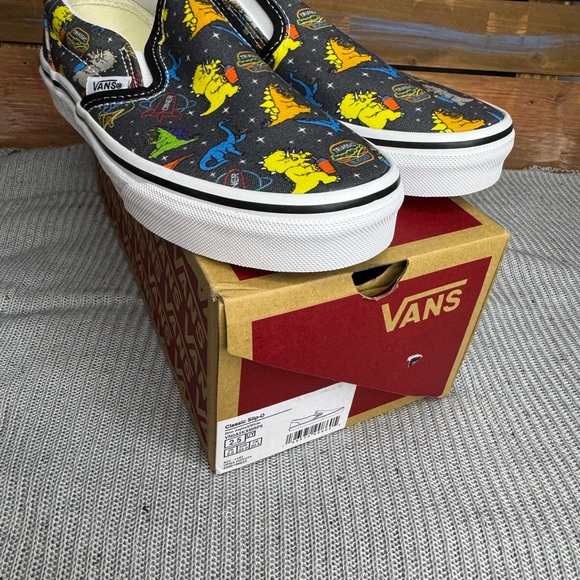 Vans | Shoes | Vans Black Slipon Sneakers With Cartoon Graphics | Poshmark